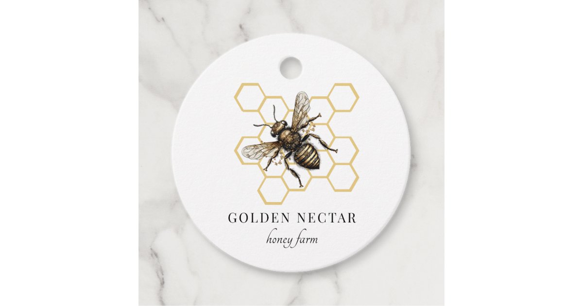Gold Bee Honeycomb Honeybee Beekeeper Apiary Price Favor Tags | Zazzle