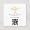 Gold Bee QR Code Brown Square Biz Card | Zazzle
