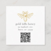 Gold Bee QR Code Brown Square Biz Card | Zazzle