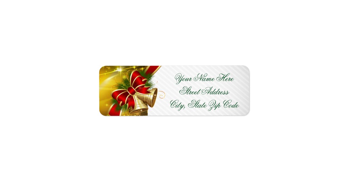 Gold Bells Merry Christmas Label | Zazzle