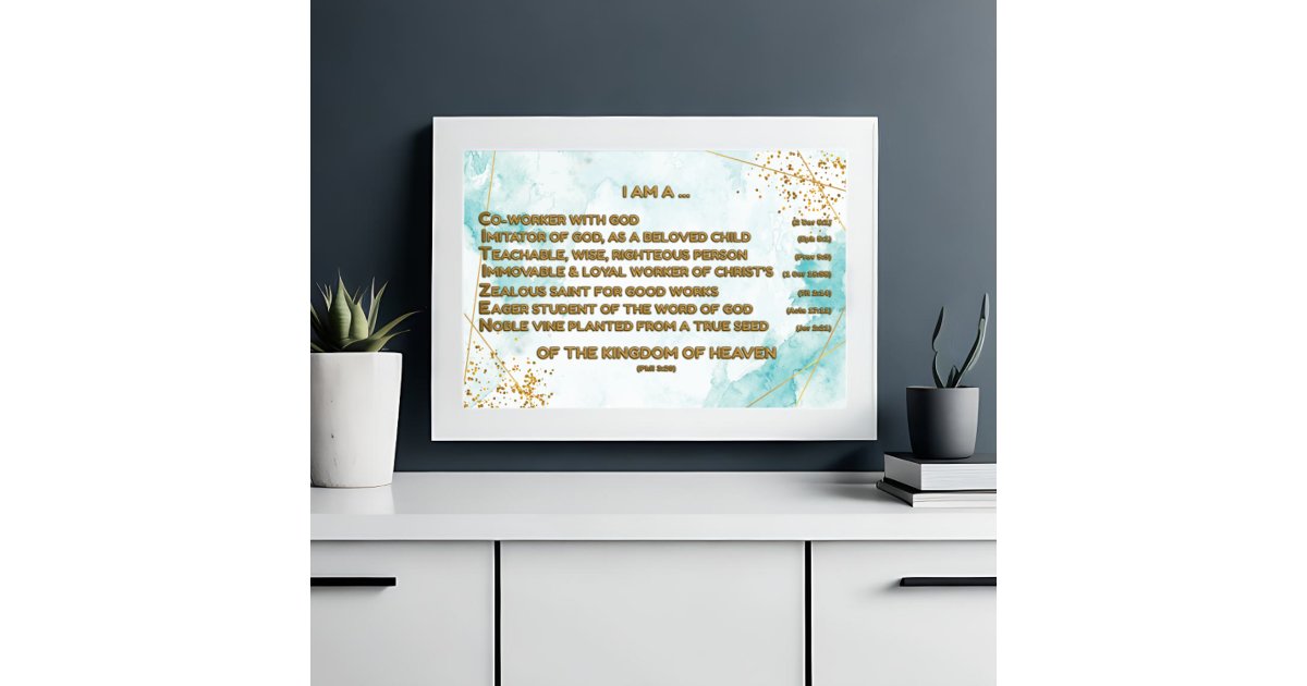 Gold Biblical Affirmations Acrostic w_Scripture 2 Photo Print | Zazzle