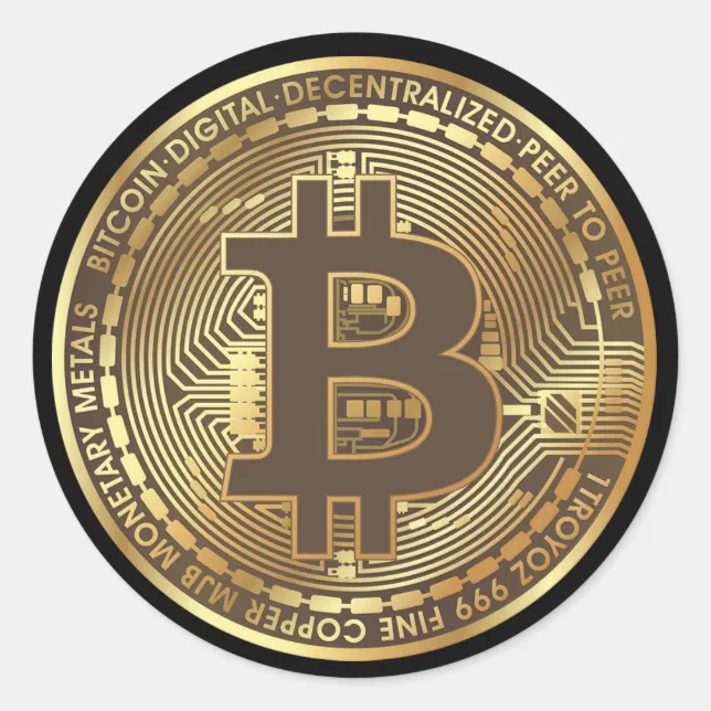Gold Bitcoin Cryptocurrency Money Stickers | Zazzle