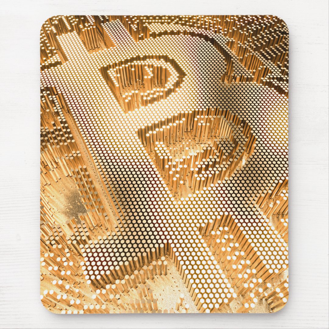 Gold Bitcoin Digital Cryptocurrency BTC Logo Mouse Pad | Zazzle