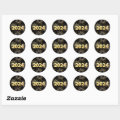 Gold Black 2024 New Year's Party Classic Round Sticker | Zazzle