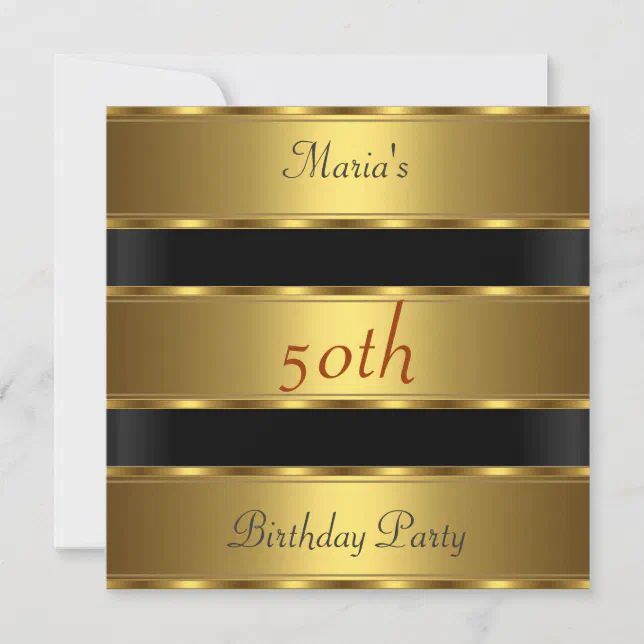 Gold Black 50th Birthday Party Gold Black Invitation Zazzle