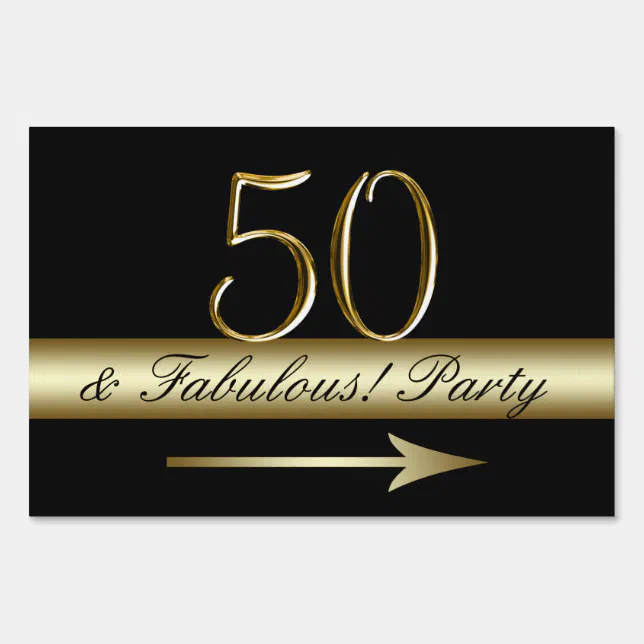 Gold Black 50th Birthday Party Yard Sign | Zazzle