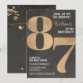 Gold Black 87th Birthday Invitation | Zazzle