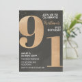 Gold Black 91st Birthday Invitation | Zazzle