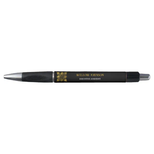 Gold Black Ancient Greek Meander Monogram Pen | Zazzle
