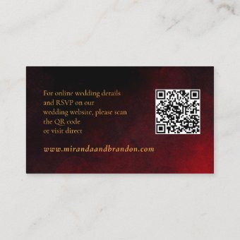 Gold Black and Red QR Code Wedding Enclosure Card | Zazzle