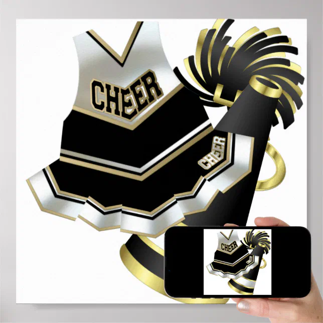 Gold Black and White Cheerleader Poster | Zazzle
