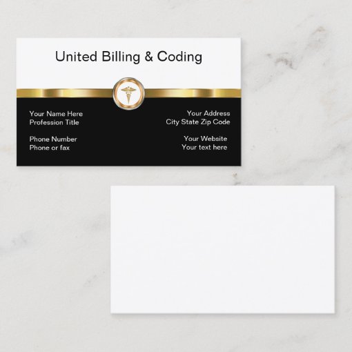 Gold Black And White Medical Billing Coding Business Card | Zazzle