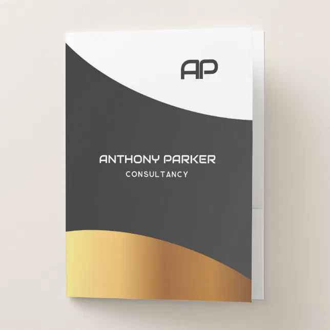 Gold Black And White Presentation Pocket Folder | Zazzle