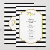 Gold Black and White Stripes Wedding Menu | Zazzle