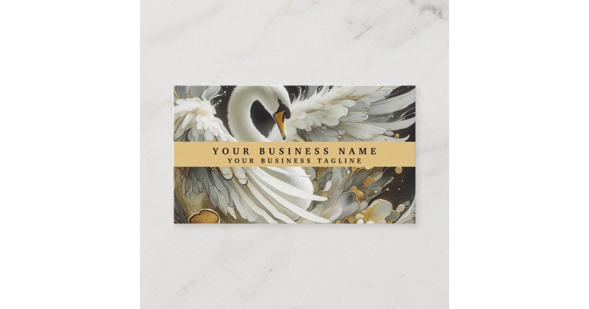 Gold Black and White Swan Business Cards | Zazzle