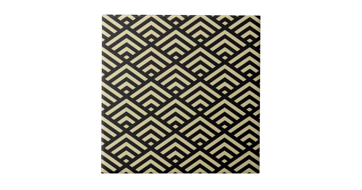 Gold & Black Art Deco Diamond Pattern Ceramic Tile | Zazzle