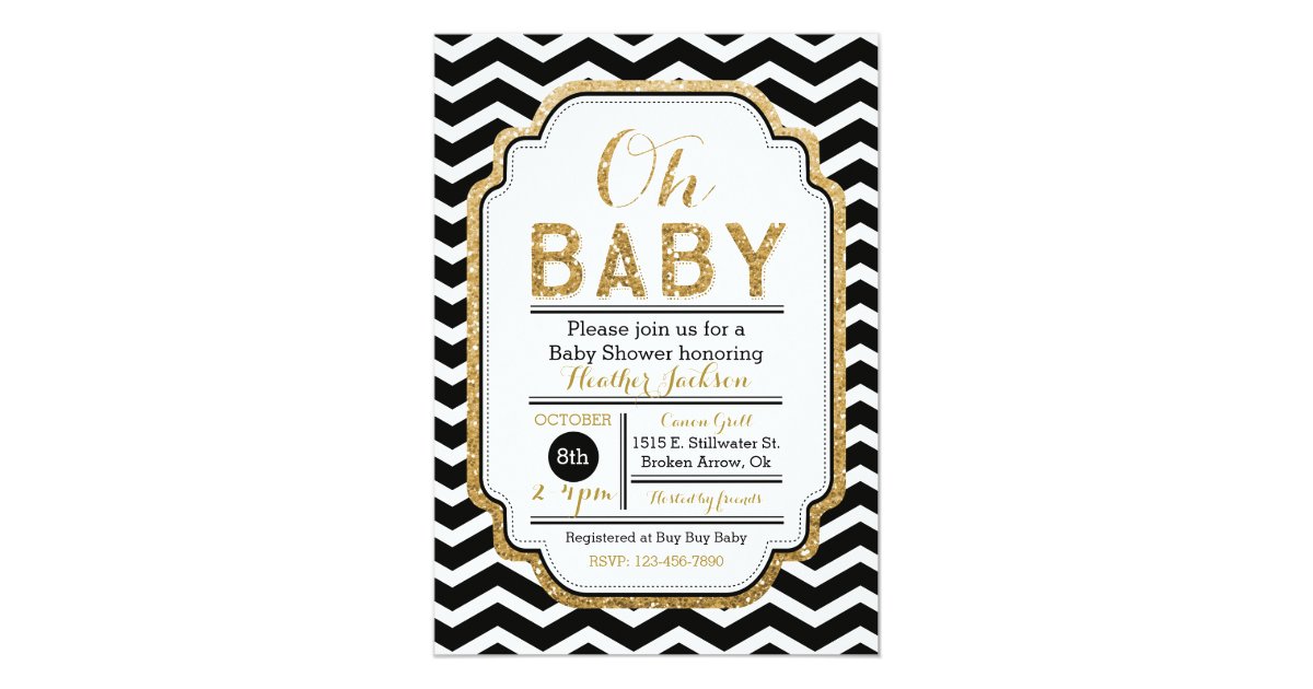 Gold & Black Baby Shower Invitation, Boy Baby Invitation | Zazzle.com