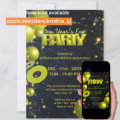 Gold Black Balloons Confetti New Year's Eve Party Invitation | Zazzle