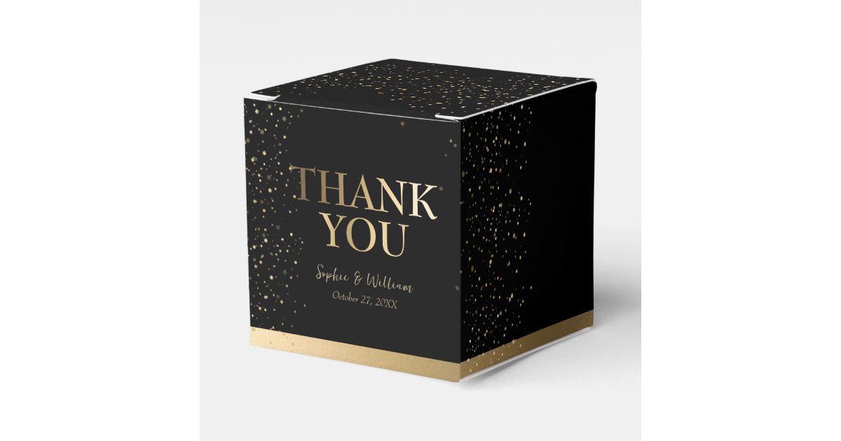 Gold & Black Beautiful Elegant Wedding Thank You Favor Boxes | Zazzle