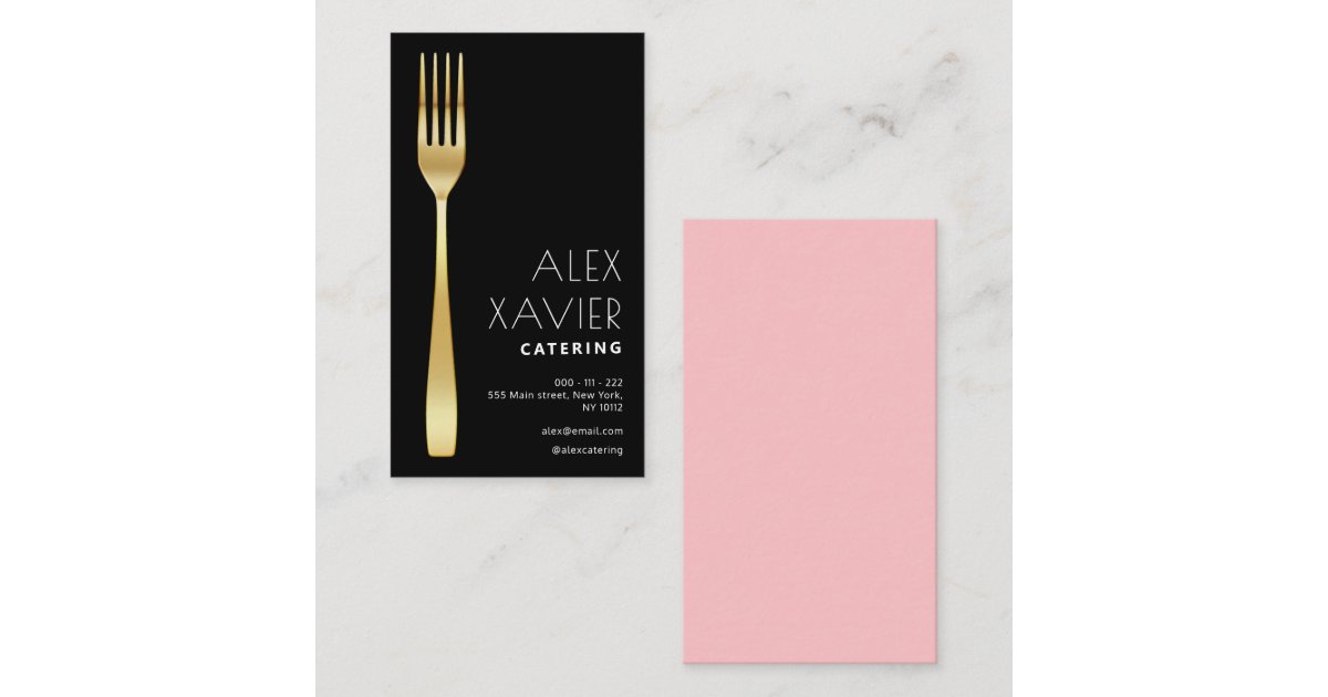 gold black caterer business card | Zazzle