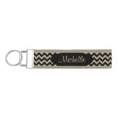 Gold Black Chevron Personalized Wrist Keychain | Zazzle