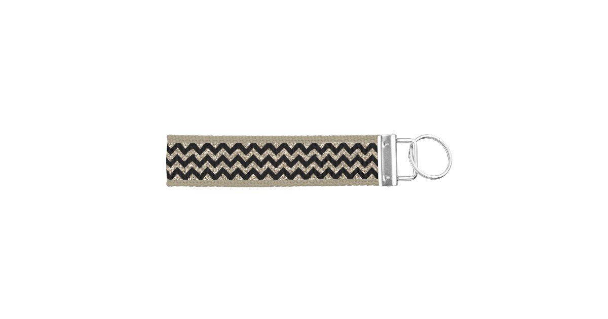 Gold Black Chevron Personalized Wrist Keychain | Zazzle.com