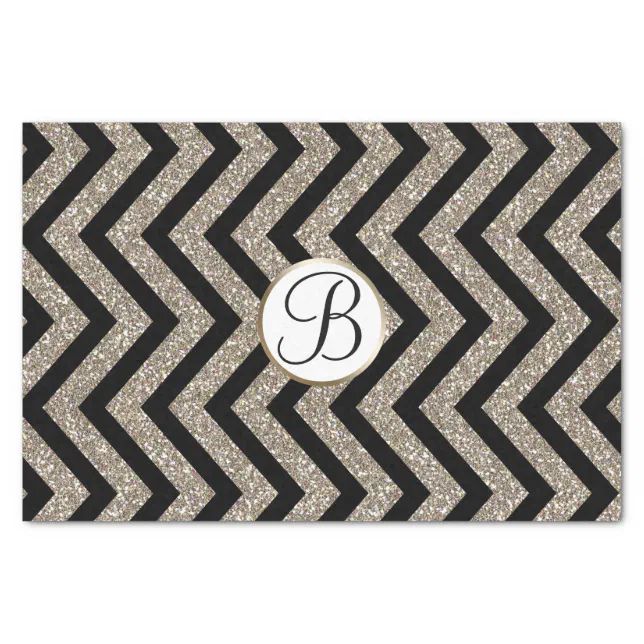 Gold Black Chevron Print Monogram Letter Initial Tissue Paper | Zazzle