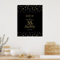 Gold & Black Confetti 55th Birthday Party Welcome Poster | Zazzle