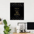 Gold & Black Confetti 55th Birthday Party Welcome Poster | Zazzle