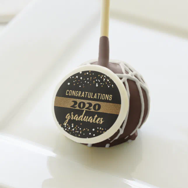 Gold black confetti Congratulations Graduation. Cake Pops | Zazzle
