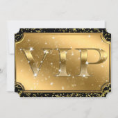 Gold Black Confetti Sparkle Glam VIP Party Ticket Invitation | Zazzle