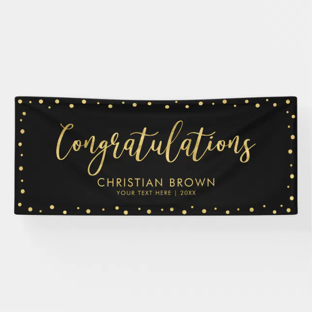 Gold & Black | Congratulations Party, Event Banner | Zazzle