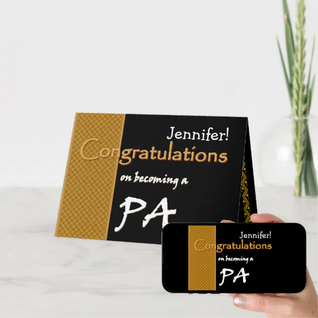 Gold Black Congratulations Physician's Assistant Card | Zazzle