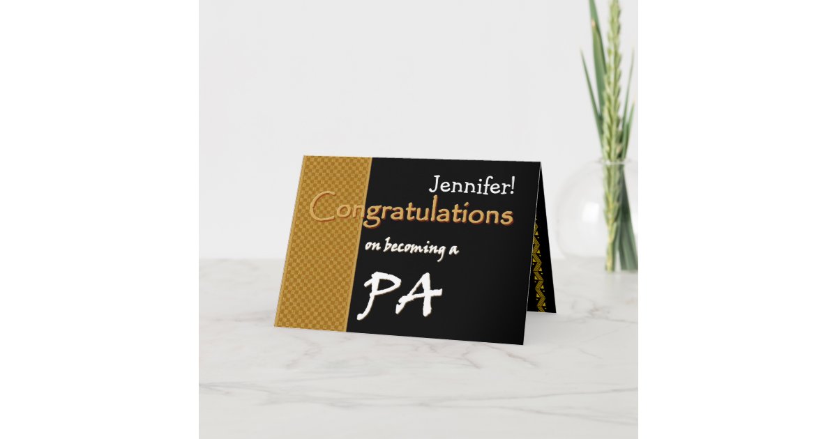 Gold Black Congratulations Physician's Assistant Card | Zazzle