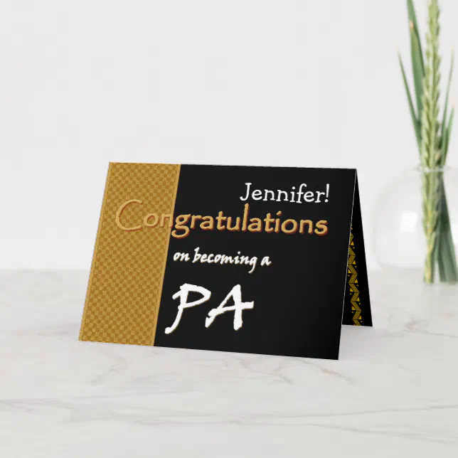 Gold Black Congratulations Physician's Assistant Card | Zazzle