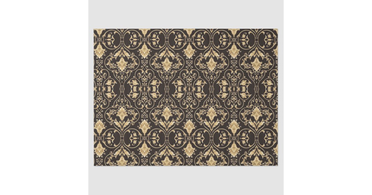 Gold Black Demask Goth Lace Pattern Decoupage Tissue Paper | Zazzle