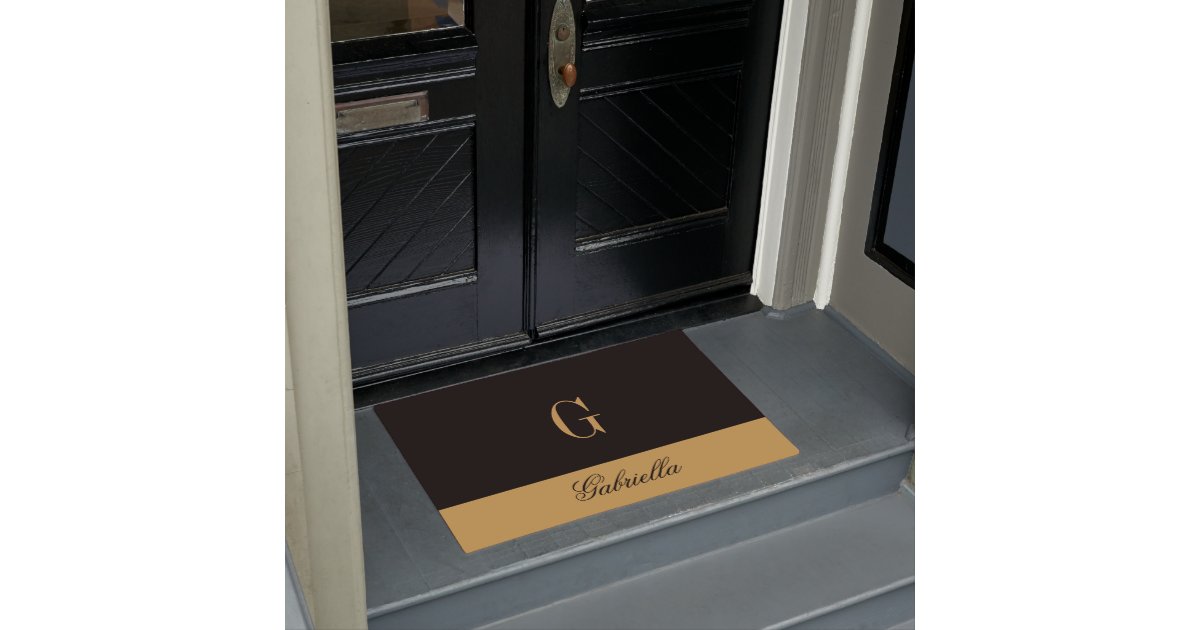 Gold Black Doormat | Zazzle