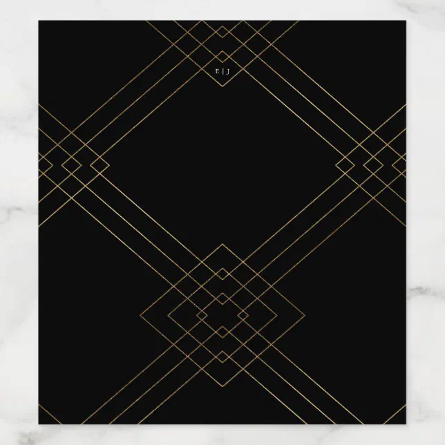 Gold Black Elegance Diamond Geo Deco Wedding Envelope Liner | Zazzle