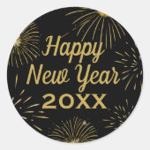 Gold Black Elegant 2024 Happy New Year Party Classic Round Sticker | Zazzle