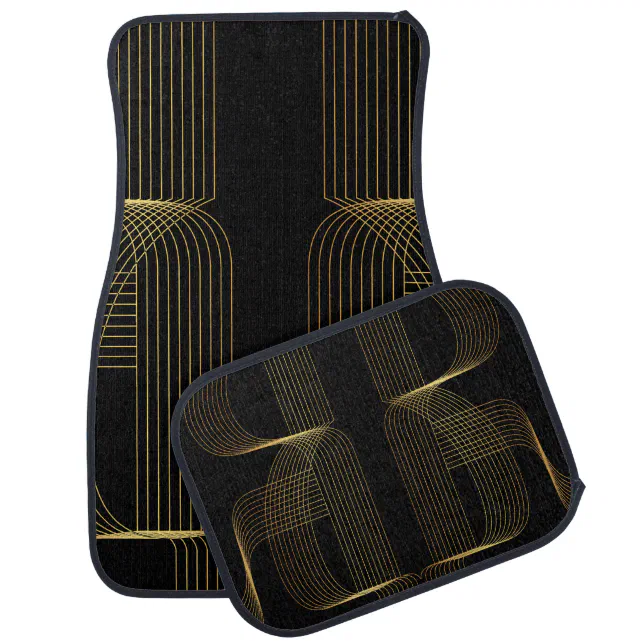 Gold, black, elegant, cool, unique trendy line art car floor mat | Zazzle