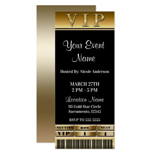 Gold & Black Elegant Dinner Party VIP Ticket Invitation | Zazzle.com