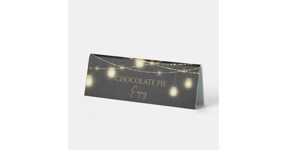 Gold Black Elegant Food Label Table Tent Sign | Zazzle