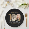 Gold Black Elegant Photo 100th Birthday Party Paper Plates | Zazzle