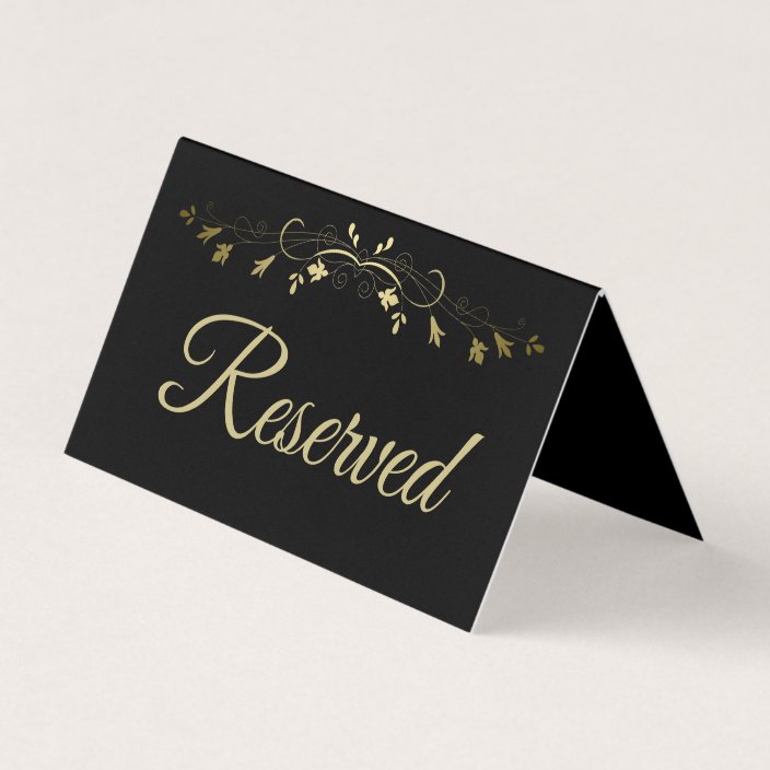 Gold & Black Elegant Wedding Reserved Place Card | Zazzle.com