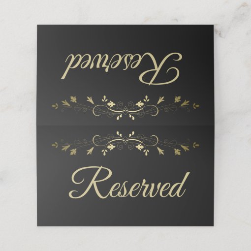 Gold & Black Elegant Wedding Reserved Place Card | Zazzle