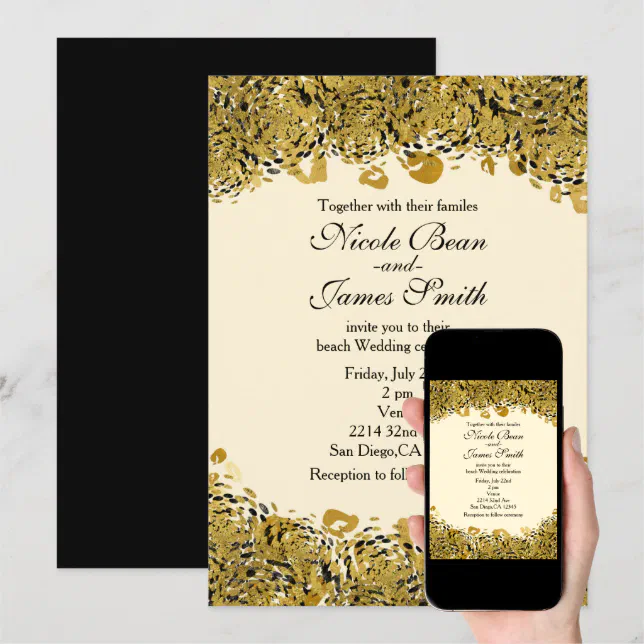 Gold & Black Exotic Jungle Cheetah Invitations | Zazzle