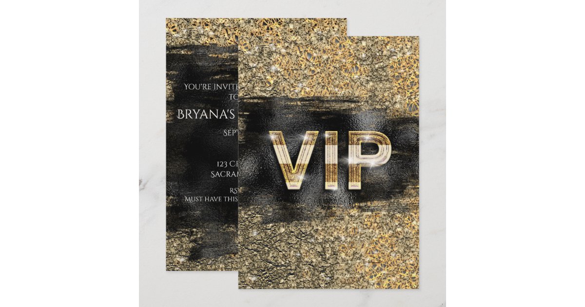 Gold & Black Glam Chic Club VIP Party Invitations | Zazzle