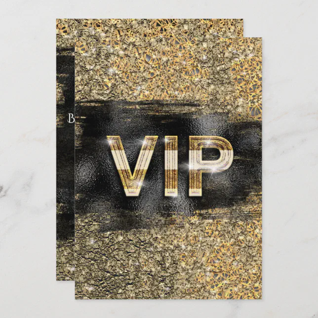 Gold & Black Glam Chic Club VIP Party Invitations | Zazzle