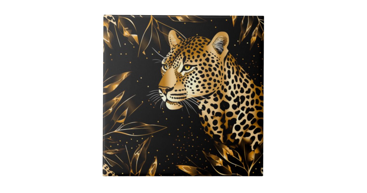 Gold Black Leopard Cheetah Kitchen Bathroom Ceramic Tile | Zazzle