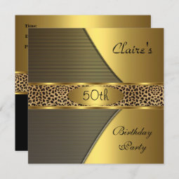 Gold Black Leopard Invite 50th Birthday Party | Zazzle